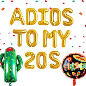 JeVenis 3 PCS Adios To My 20S Balloon 30th Birthday Party Decor Taco Bout 30 Balloons Mexican 30th Birthday Fiesta 30 Birthday Decor Cactus Balloon