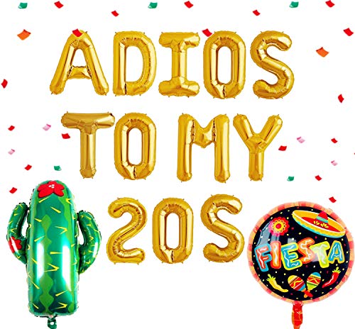 JeVenis 3 PCS Adios To My 20S Balloon 30th Birthday Party Decor Taco Bout 30 Balloons Mexican 30th Birthday Fiesta 30 Birthday Decor Cactus Balloon