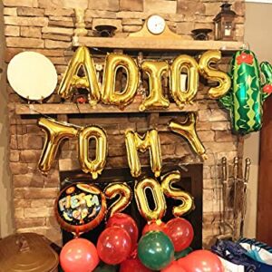 JeVenis 3 PCS Adios To My 20S Balloon 30th Birthday Party Decor Taco Bout 30 Balloons Mexican 30th Birthday Fiesta 30 Birthday Decor Cactus Balloon