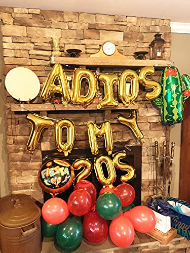 JeVenis 3 PCS Adios To My 20S Balloon 30th Birthday Party Decor Taco Bout 30 Balloons Mexican 30th Birthday Fiesta 30 Birthday Decor Cactus Balloon