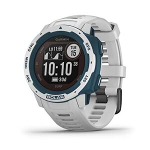 garmin instinct solar surf, rugged outdoor smartwatch with solar charging capabilities, tide data and dedicated surfing activity, cloudbreak