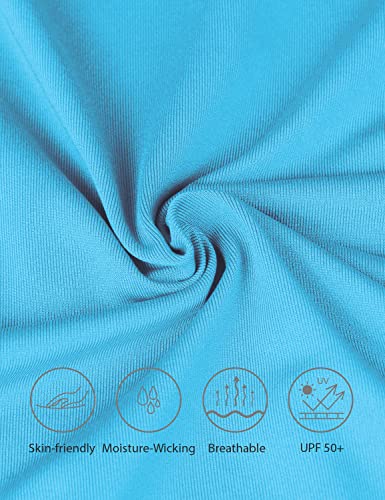 BALEAF Women's Hiking Long Sleeve Shirts with Face Cover Neck Gaiter UPF 50+ Lightweight Quick Dry SPF Fishing Running Hoddie Blue Size M