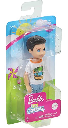 Barbie Club Chelsea Boy Doll (6-inch Brunette) Wearing Skateboard Graphic Shirt and Shorts, for 3 to 7 Year Olds