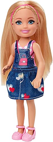 Barbie Club Chelsea Doll (6-inch Blonde) Wearing Graphic Top and Jean Skirt, for 3 to 7 Year Olds