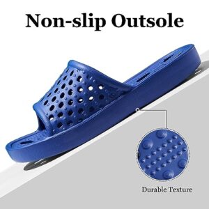 Aoowoll Men Shower Shoes Women Shower Slippers Sandals Non Slip Rubber Flip Flops Slides with Holes Unisex Spa Gym Indoor College Dorm (Blue 10.5-11 Wide Women/9-9.5 Men)