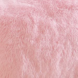 HAIHUA Luxury Plush Shaggy Duvet Cover Flannel Velvet Bedding (1 Faux Fur +2 Pillowcases) Fluffy Comforter Bed Sets 3 Pieces,Zipper Closure (Pink, Queen)