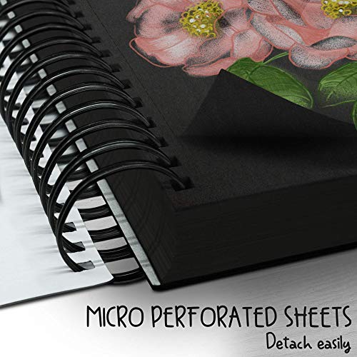 70 Sheets Premium Black Paper Sketchbook - 9 x 12 Inches (110lb/180gsm) Spiral Bound Black Drawing Mixed Media Paper for Gel Pens, Color Pencils, Chalk, Oil Pastels, and Glow in The Dark Paint