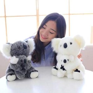 11 inch Mum and Baby Koala Plush Toy Stuffed Animal Toy Plush Animal Doll (Grey)