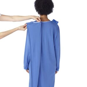 Silvert's Adaptive Clothing & Footwear Open Back Night Gown For Ladies - Assisted Dressing Hospital Gown - Blue MED