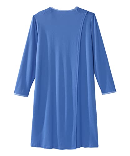 Silvert's Adaptive Clothing & Footwear Open Back Night Gown For Ladies - Assisted Dressing Hospital Gown - Blue MED