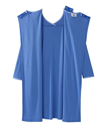 Silvert's Adaptive Clothing & Footwear Open Back Night Gown For Ladies - Assisted Dressing Hospital Gown - Blue MED