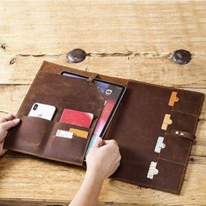 Leather Sleeve for iPad Pro 12.9" with Pencil Holder & Card Holder - Handmade from Genuine Leather (Cover, Bag, Case, Protection)