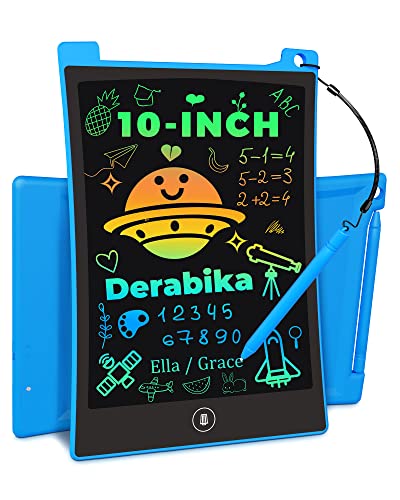 Derabika Learning Toys for 3 4 5 6 7 Girls Boys Gifts, 10 Inch Colorful LCD Writing Tablet Drawing Board, Electronic Doodle Board for Kids Christmas Birthday Present for Girls Boys Age 3-7 (Blue)