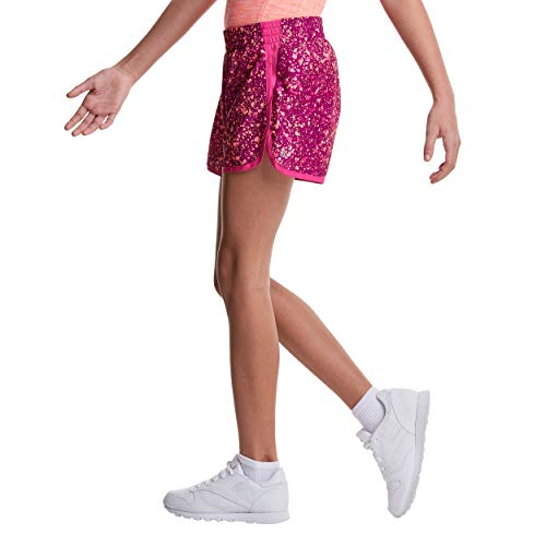 C9 Champion Girls' 2" Woven Running Shorts, Splatter Day Magenta Zeal, Medium