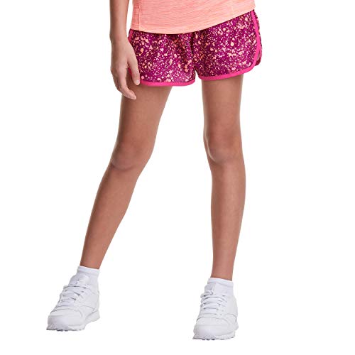 C9 Champion Girls' 2" Woven Running Shorts, Splatter Day Magenta Zeal, Medium