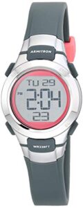 armitron sport women's quartz sport watch with resin strap, gray, 12 (model: 45/7012pgy)