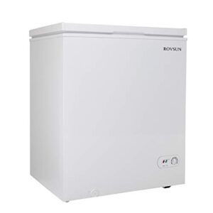 rovsun 5.0 cubic feet chest freezer, compact freezer with top open door, adjustable thermostat, ideal for home kitchen office, white/black (5.0 cu.ft - white)