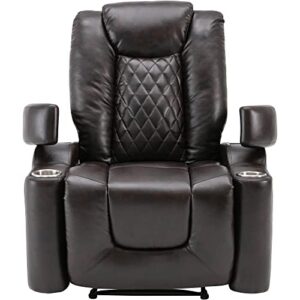 ModernLuxe Power Electric Recliner Chair with USB Charge Port and Cup Holder - Recliner Sofa Overstuffed Electric PU Recliner Chair Home Theater Seating Bedroom & Living Room Chair