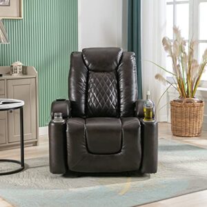 ModernLuxe Power Electric Recliner Chair with USB Charge Port and Cup Holder - Recliner Sofa Overstuffed Electric PU Recliner Chair Home Theater Seating Bedroom & Living Room Chair