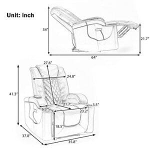 ModernLuxe Power Electric Recliner Chair with USB Charge Port and Cup Holder - Recliner Sofa Overstuffed Electric PU Recliner Chair Home Theater Seating Bedroom & Living Room Chair