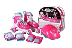 chicago skates girls inline training skate combo set - pink/purple - small sizes 10-13