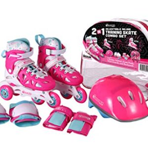 CHICAGO Skates Girls Inline Training Skate Combo Set - Pink/Purple - Small Sizes 10-13