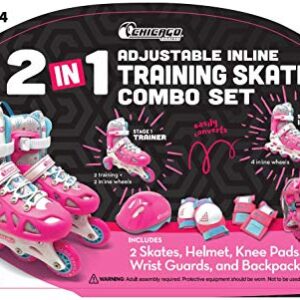 CHICAGO Skates Girls Inline Training Skate Combo Set - Pink/Purple - Small Sizes 10-13