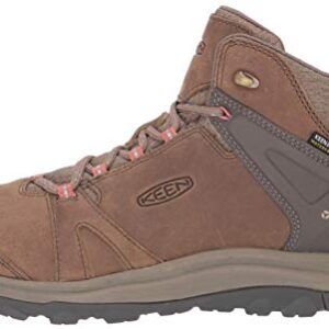 KEEN Women's Terradora 2 Mid Height Leather Waterproof Hiking Boots, Brindle/Redwood, 8