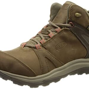 KEEN Women's Terradora 2 Mid Height Leather Waterproof Hiking Boots, Brindle/Redwood, 8