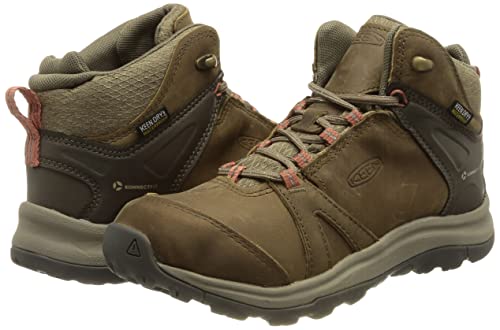 KEEN Women's Terradora 2 Mid Height Leather Waterproof Hiking Boots, Brindle/Redwood, 8