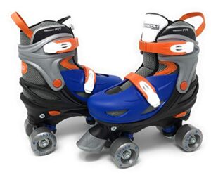 chicago skates boys adjustable junior quad skates - blue/black/orange - small sizes j10-j13