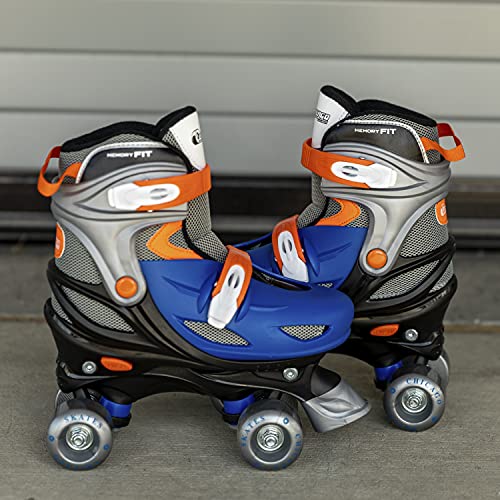 CHICAGO Skates Boys Adjustable Junior Quad Skates - Blue/Black/Orange - Small Sizes J10-J13