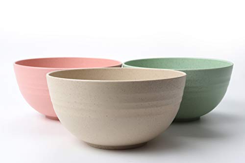 Flux Kitchenware Unbreakable Cereal Bowls - Wheat Straw Fiber - Lightweight Bowl - Dishwasher Microwave Safe - BPA Free - Ideal for Cereal Salad Soup Noodle Rice Fruit Dessert (4 Pieces)