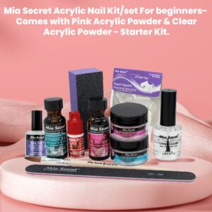 Mia Secret Acrylic Nail Kit/set For beginners - Nails Kit With Pink Acrylic Powder and Clear Acrylic Powder With Everything - Starter Kit de Uñas Acrilicas Mia Secret - Kit de Uñas Mia Secret Completo