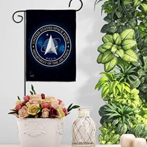 Breeze Decor Space Garden Flag Armed Forces USSF United State Air American Military Delta Official House Decoration Banner Small Yard Gift Double-Sided, 13"x 18.5", Made in USA