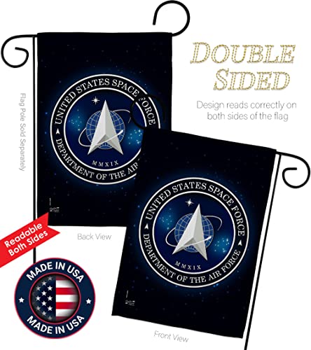 Breeze Decor Space Garden Flag Armed Forces USSF United State Air American Military Delta Official House Decoration Banner Small Yard Gift Double-Sided, 13"x 18.5", Made in USA