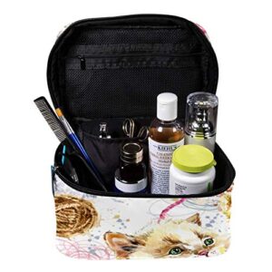 Cute Paint Cat With Dime Women Portable Travel Accessories with Mesh Pocket Makeup Cosmetic Bags Storage Organizer Multifunction Case