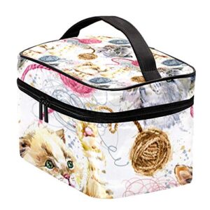 Cute Paint Cat With Dime Women Portable Travel Accessories with Mesh Pocket Makeup Cosmetic Bags Storage Organizer Multifunction Case