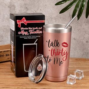 Funny 1993 30th Birthday Gift Talking Thirty to Me Travel Tumbler for Women, Dirty 30 Presents for Her, Daughter, Auntie, Wife, Girlfriend, 20 oz Mug Tumbler with Lid Straw Brush and Gift Box