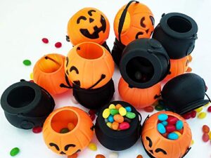 funnlot halloween cauldron hocus pocus cauldron 16pcs mini black witch cauldron pots pumpkin candy bucket witches cauldron halloween cauldron plastic cauldron witch cauldron