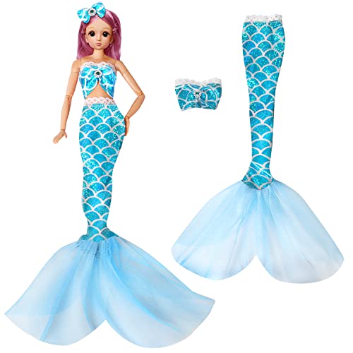 lausomile 11.5 Inch Doll Clothes - Fashion Doll Clothes Dresses for Girls - 11 Pcs Dolls Swimsuit Mermaid Clothes and Accessories with Mermaid Tail Bikini Top Swimwear for 11.5 Inch Dolls Girl Gifts