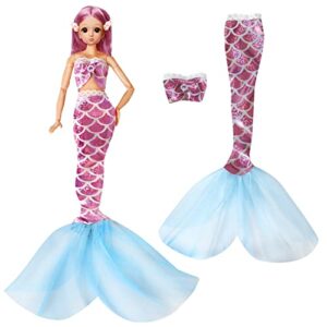 lausomile 11.5 Inch Doll Clothes - Fashion Doll Clothes Dresses for Girls - 11 Pcs Dolls Swimsuit Mermaid Clothes and Accessories with Mermaid Tail Bikini Top Swimwear for 11.5 Inch Dolls Girl Gifts