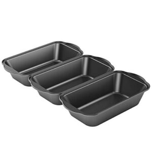 tiawudi 3 pack nonstick carbon steel baking bread pan, large loaf pan, 9 1/2" x 5"