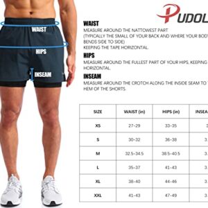 Pudolla Men’s Running Shorts 3 Inch Quick Dry Gym Athletic Workout Shorts for Men with Zipper Pockets(Dark Red X-Large)