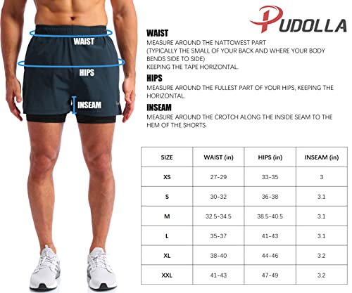 Pudolla Men’s Running Shorts 3 Inch Quick Dry Gym Athletic Workout Shorts for Men with Zipper Pockets(Dark Red X-Large)