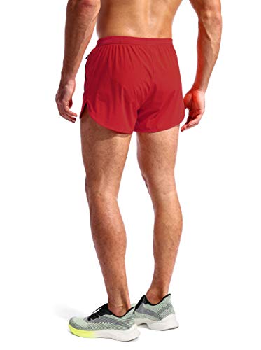 Pudolla Men’s Running Shorts 3 Inch Quick Dry Gym Athletic Workout Shorts for Men with Zipper Pockets(Dark Red X-Large)