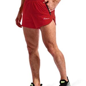 Pudolla Men’s Running Shorts 3 Inch Quick Dry Gym Athletic Workout Shorts for Men with Zipper Pockets(Dark Red X-Large)