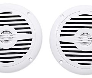 KICKER KMC2 Gauge Hole Digital Media Receiver w/Bluetooth/USB For Boat/ATV/UTV Bundle with Pair Rockville MS525W 5.25" 400 Watt Waterproof Marine Boat Speakers 2-Way White