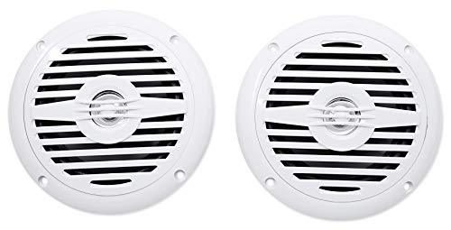 KICKER KMC2 Gauge Hole Digital Media Receiver w/Bluetooth/USB For Boat/ATV/UTV Bundle with Pair Rockville MS525W 5.25" 400 Watt Waterproof Marine Boat Speakers 2-Way White