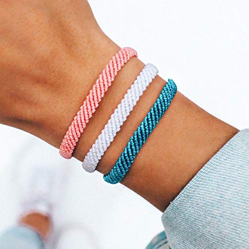 Pura Vida Half Flat Woven Bracelet - Waterproof, Adjustable Band - Parfait Pink